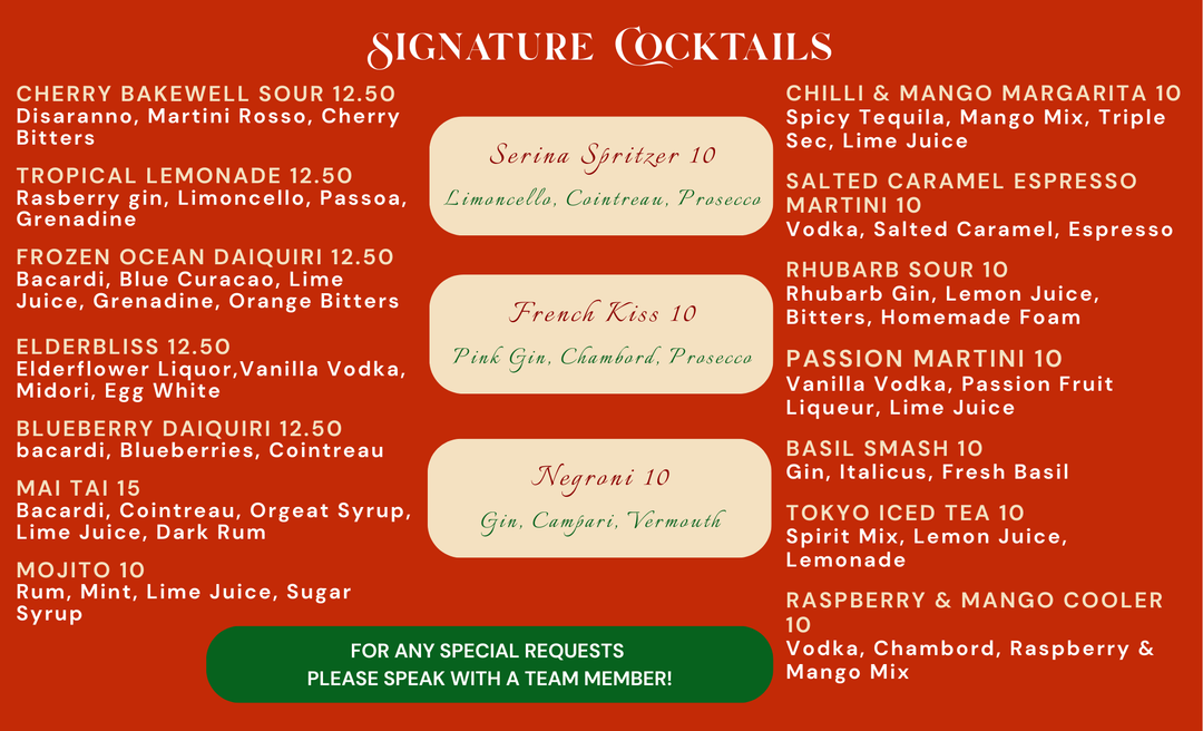 Cocktail Menu – Serina Farnham